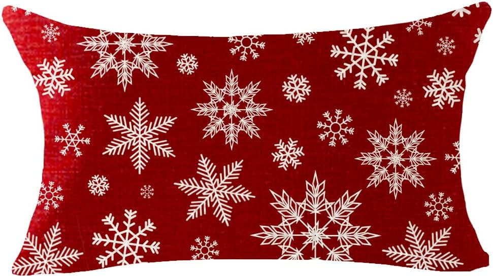 Winter Gift Merry Christmas Snowflake Holiday Blessed Cotton Linen ...