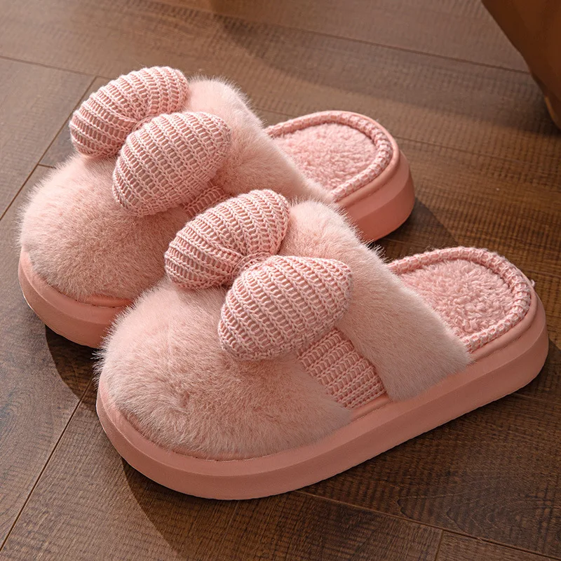 Winter Girl Heart Kawaii Slipper Ladies Soft Platform Women Warm plush ...