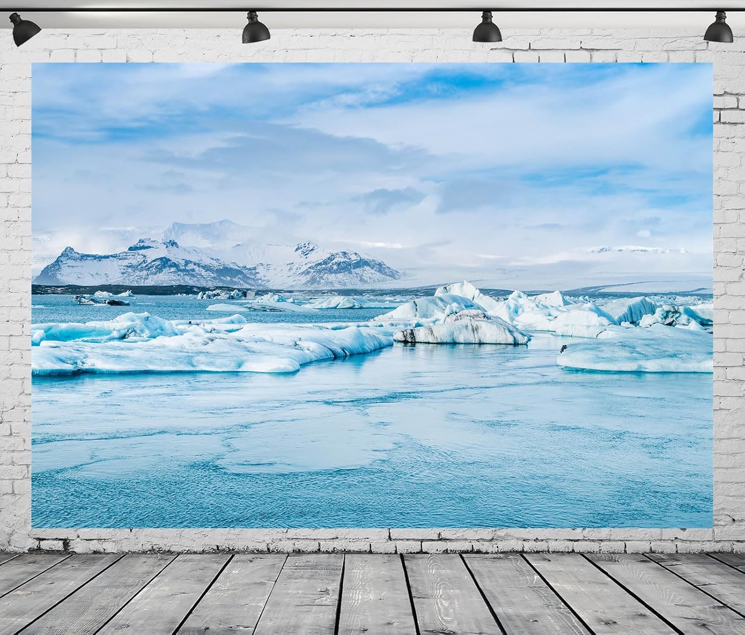 Winter Glacier Backdrop Arctic Iceland Glacier Lagoon Snow-Covered ...