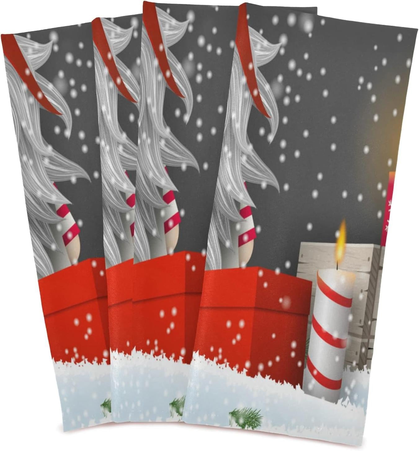 Winter Gnome Kitchen Dish Towels Set of 4, Let It Snow Tea Dish Towel ...
