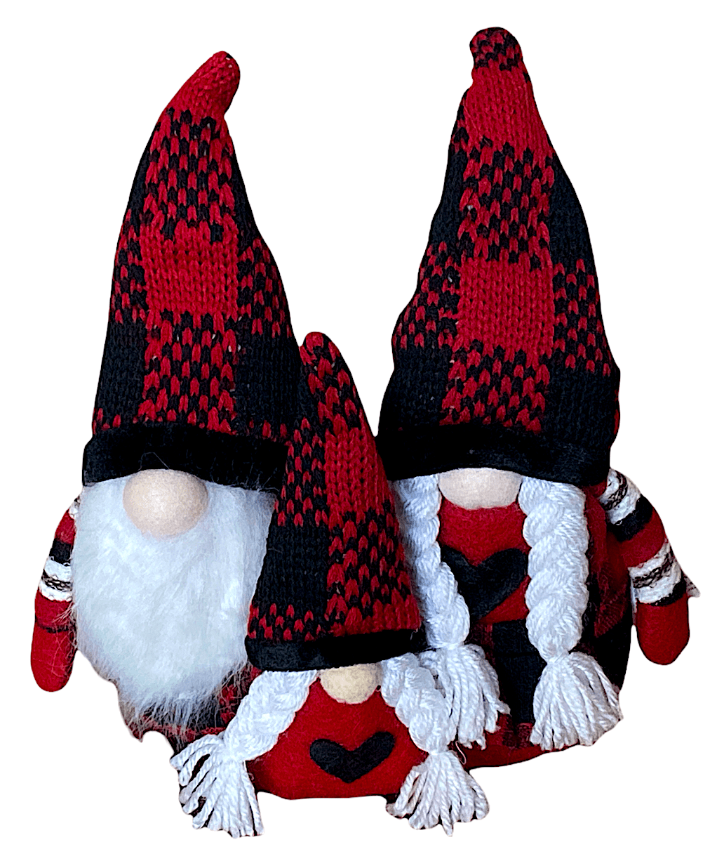Winter Gnomes Family of 3 Stuffed Plush Figurines Vikings Red & Black ...