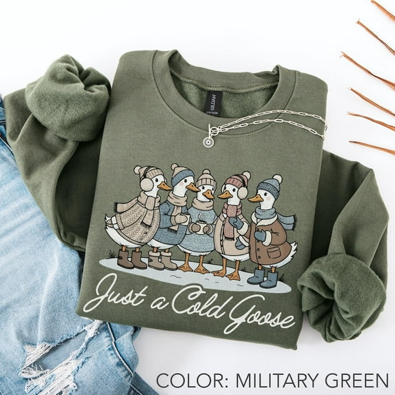Winter Goose Sweatshirt, Just a Cold Goose Crewneck, Funny Animal ...