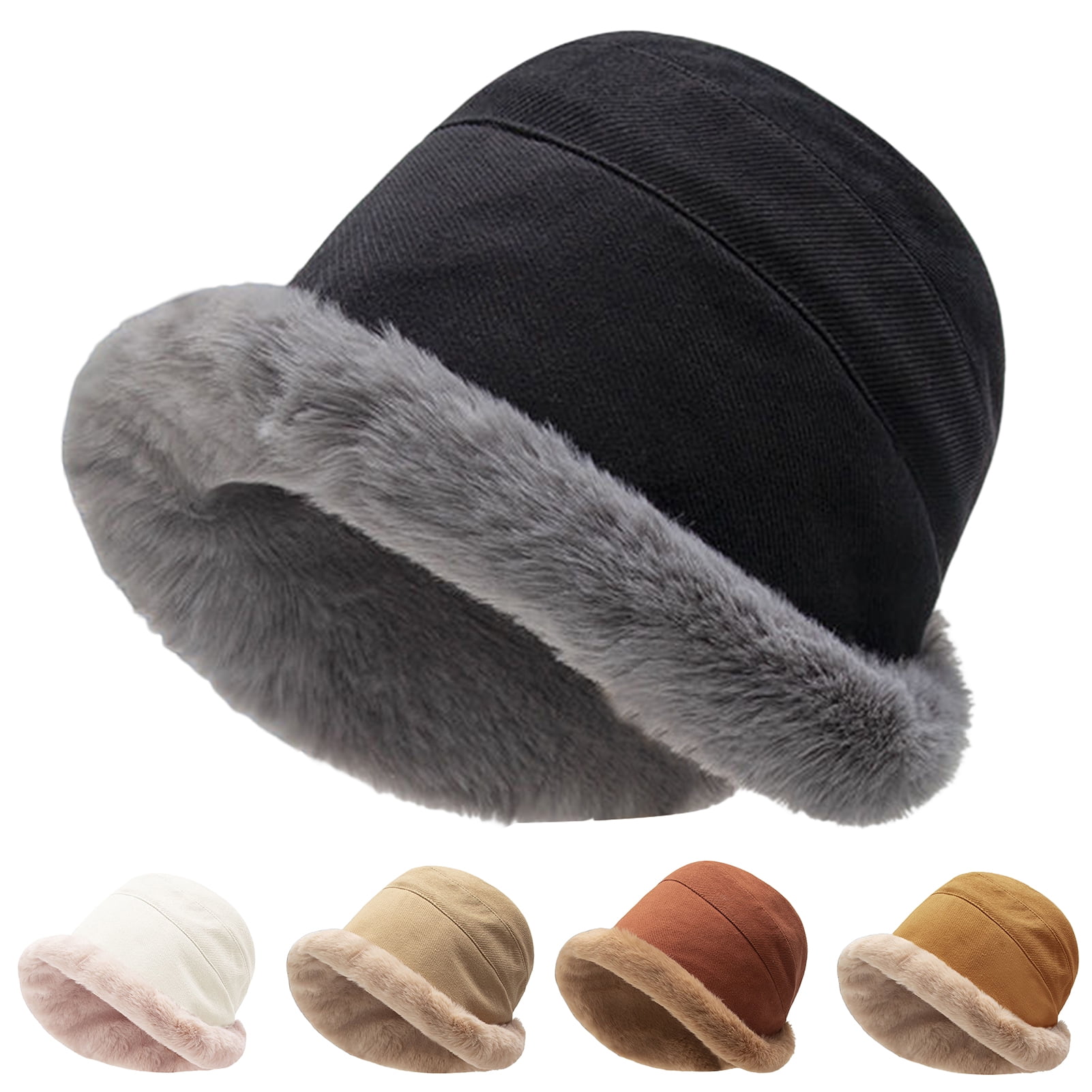 Winter Hat Solid Color Wide Brim Soft Casual Cap Thickened Keep Warm ...