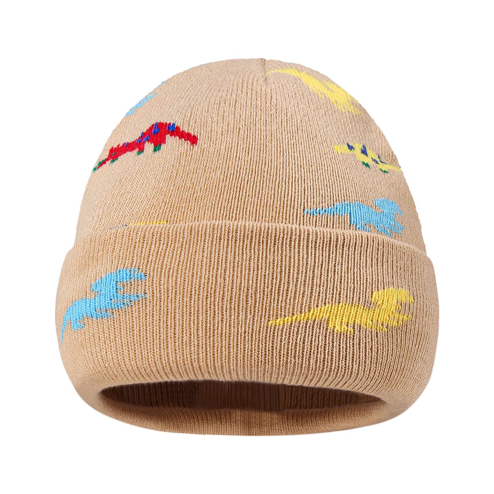 Winter Hat Wool Knitted Cap Cartoon Dinosaur Embroidered Knitted Cap ...