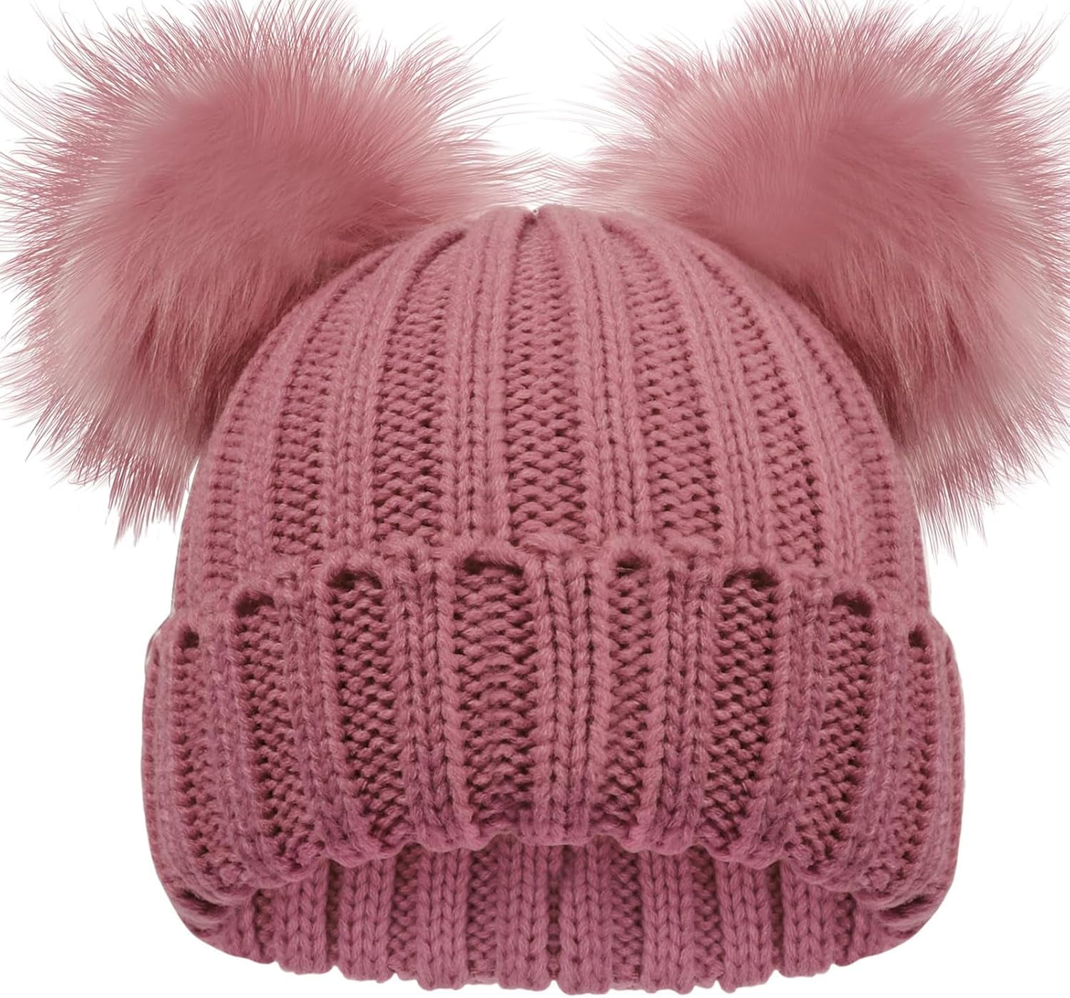 Winter Hat for Kids Children, Boys Girls Beanie with Double Pom Pom ...