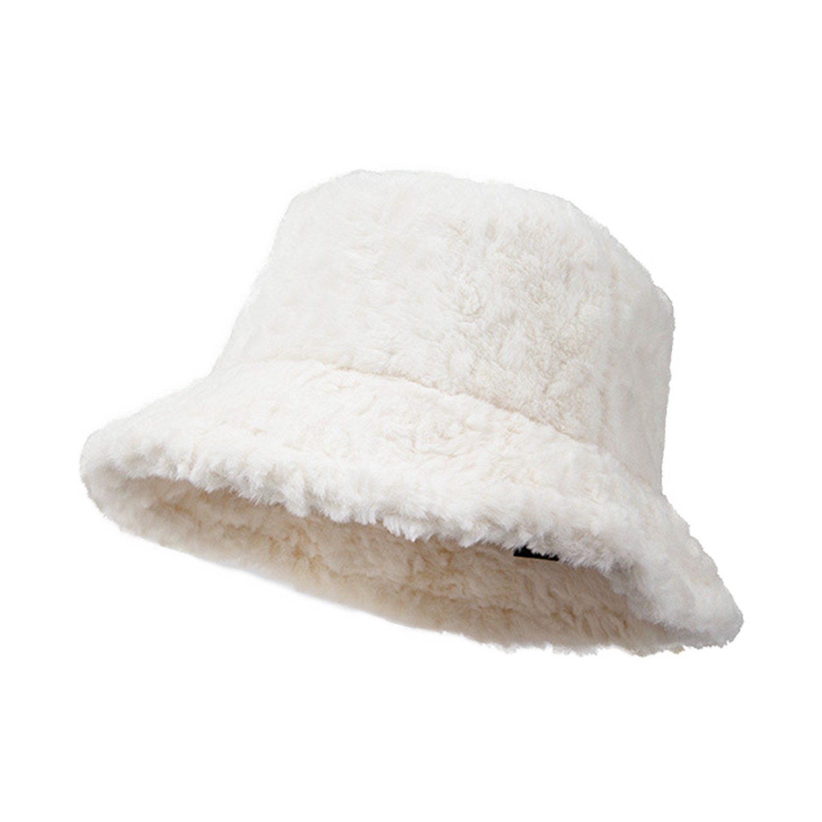 Winter Hats for Women Plush Bucket Hat Faux Fur Fluffy Fisherman Cap ...
