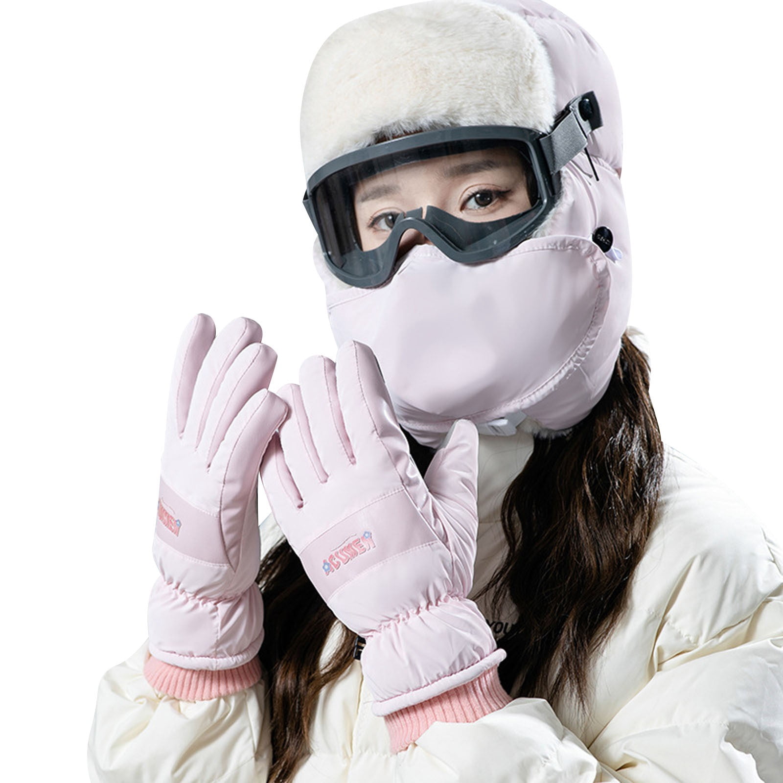Winter Hats for Women, Winter Ski Gloves Hats Goggles and Ear Muffs for ...