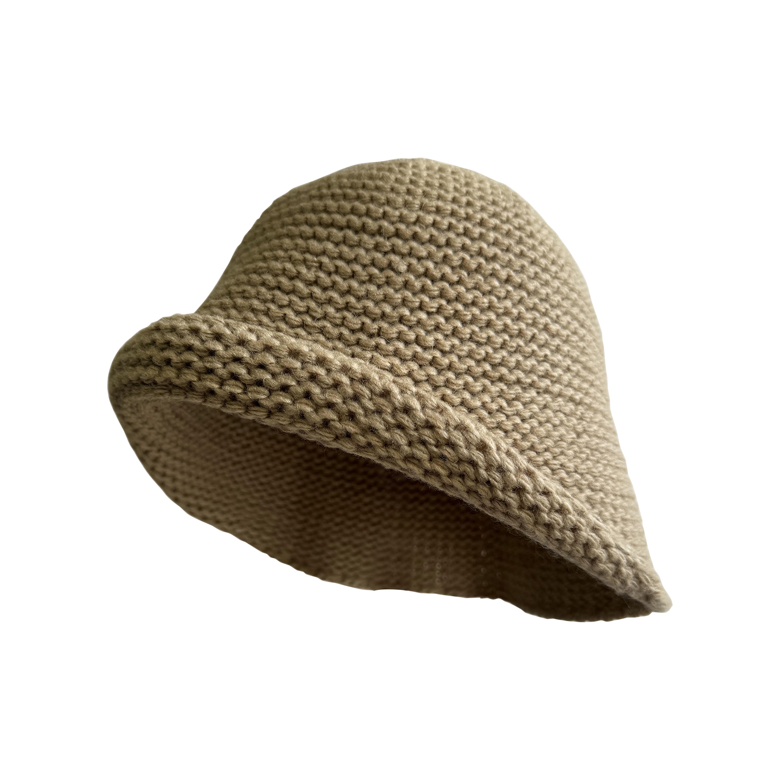 Winter Hats for Women Wool Knitted Bucket Hat, Rolled Edge Fisherman ...