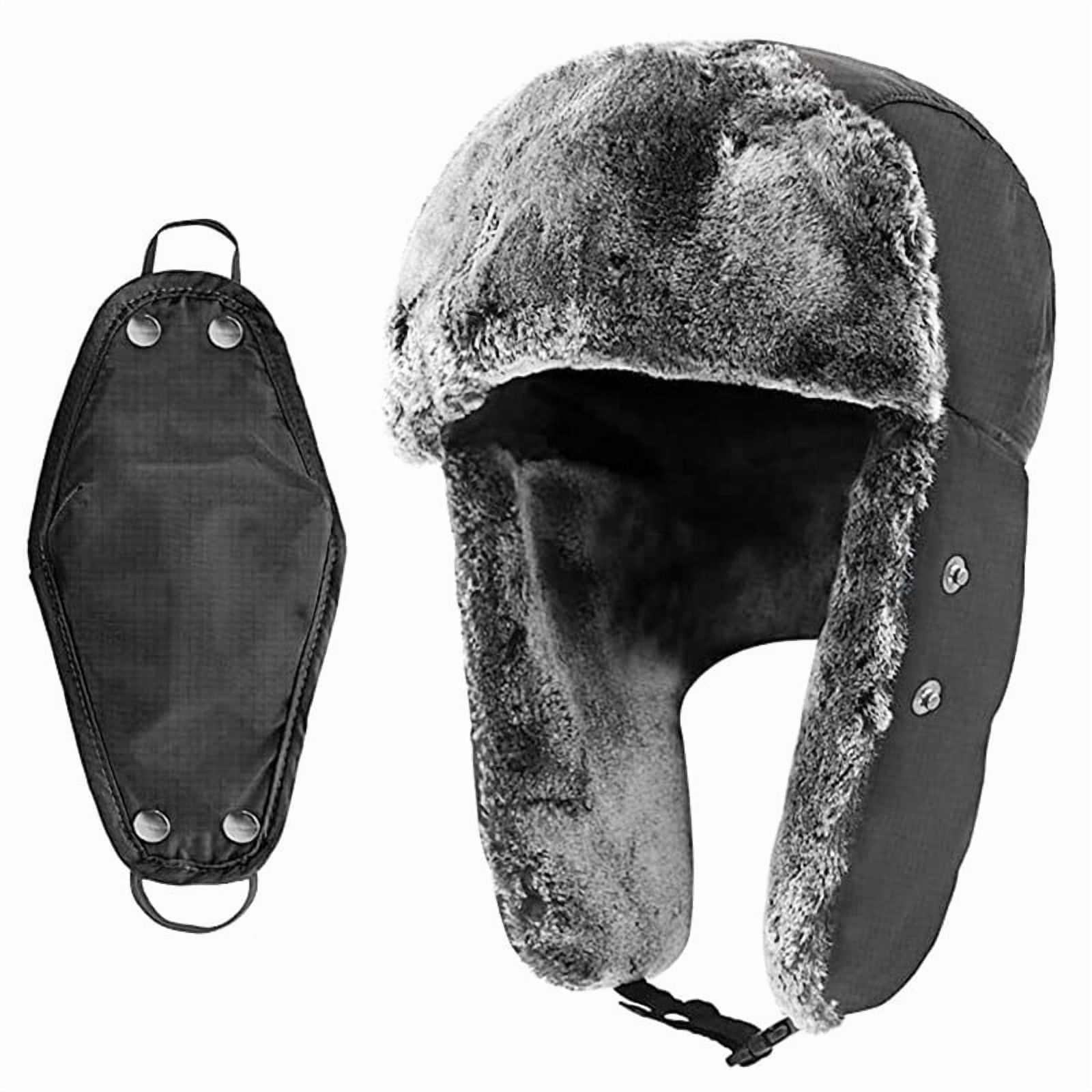 Winter Hats for Women Men Trapper Ushanka Hat with Ear Flaps Warm Fur ...