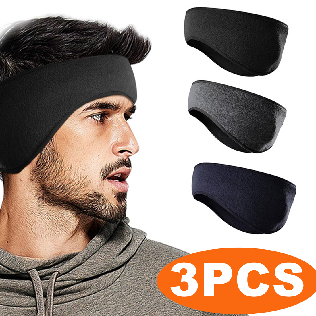 Ear Mitts Bandless Ear Muffs For Men & Women, Gray Fleece Ear Warmers ...