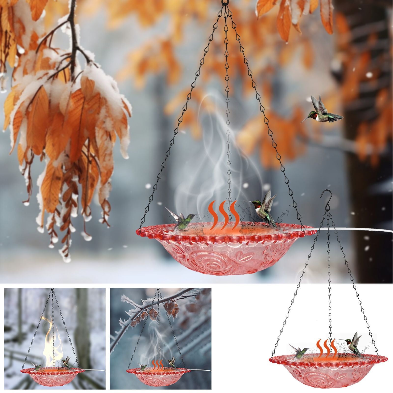 Winter Heated Bird Bath for Outdoor Birds | Electric Ice Melt Basin ...