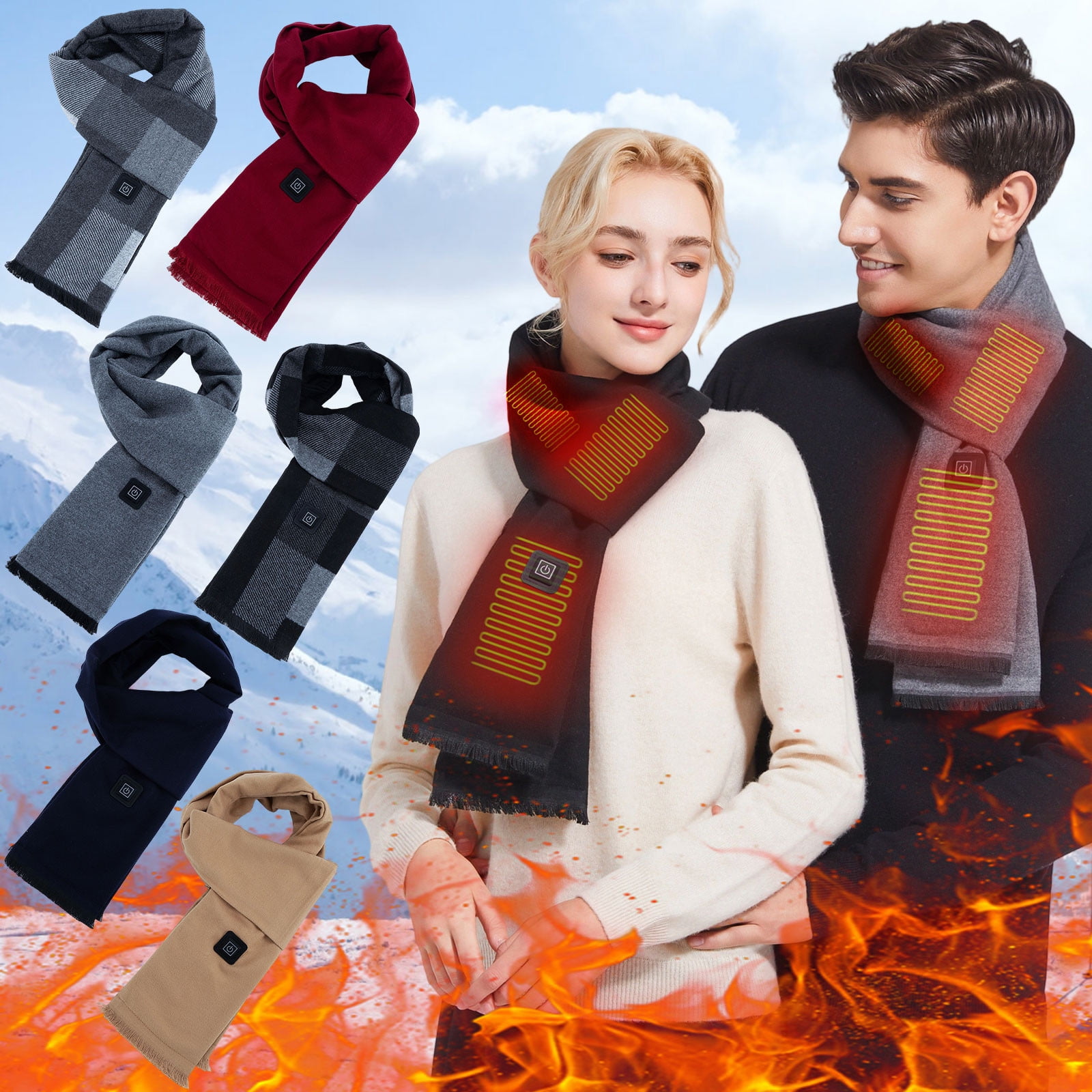 Winter Heated Scarf for Women,71x5.5" Portable Neck Heating Pad ...