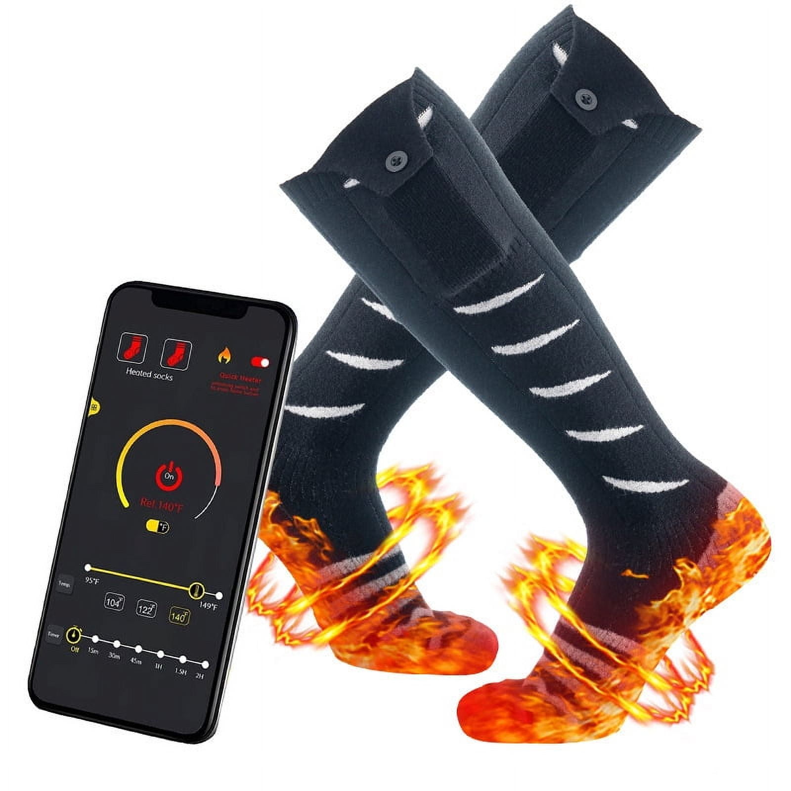 Winter Heated Sock Rechargeable Battery Stocking Electric Heating Ski ...
