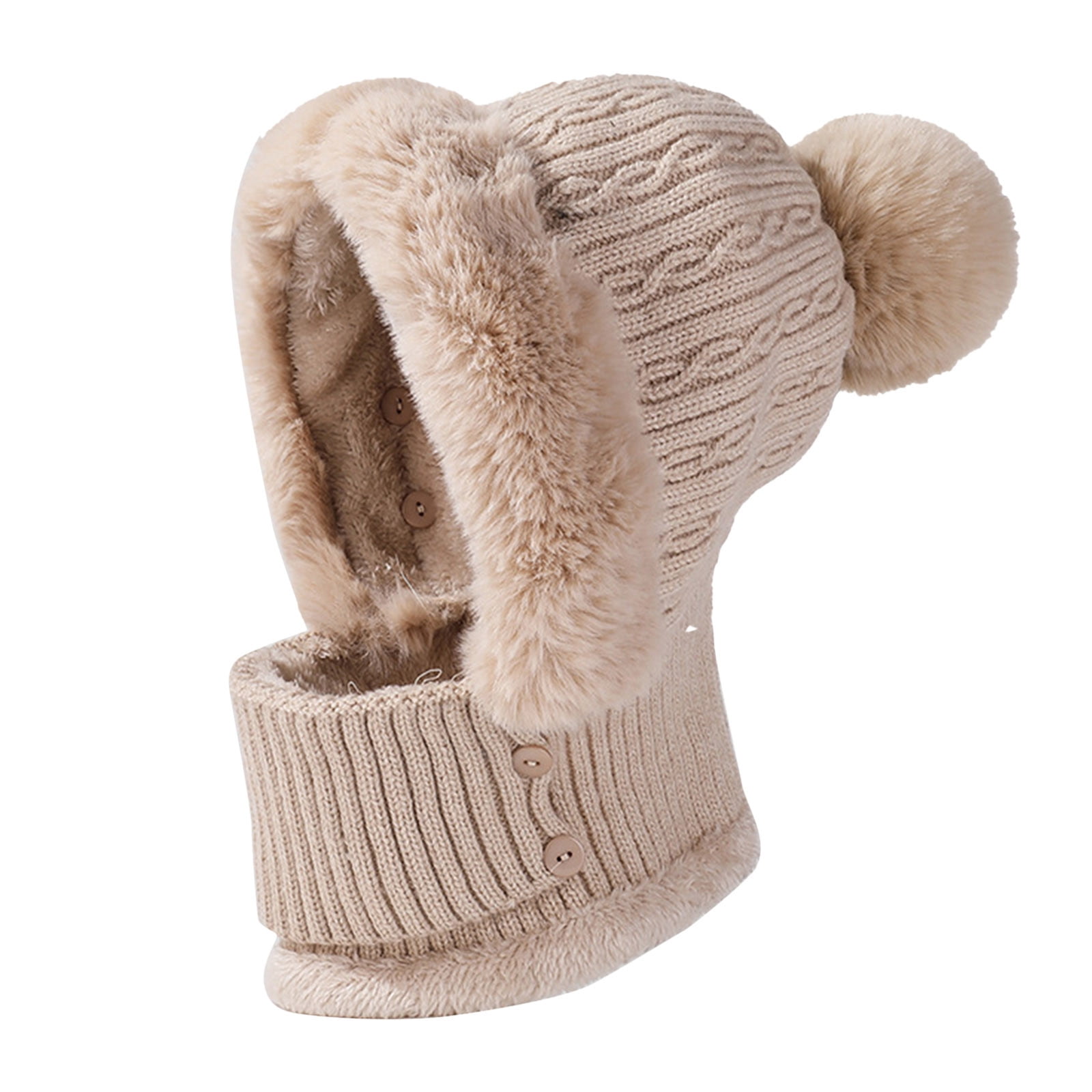 Winter Heating&warming Knit Scarf Set with Thick Lined Cap Ear Ski Hat ...