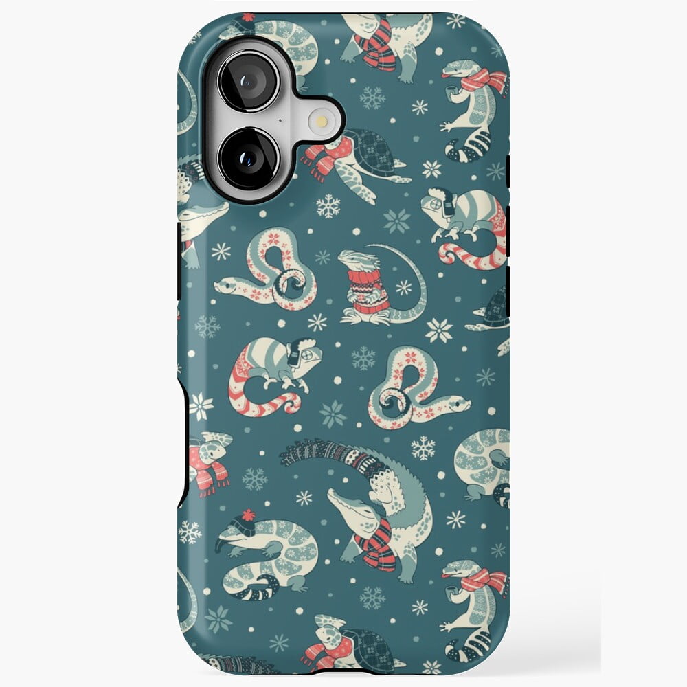 Winter Herps Dark Blue Pattern Design Phone Case for iPhone 17 through ...