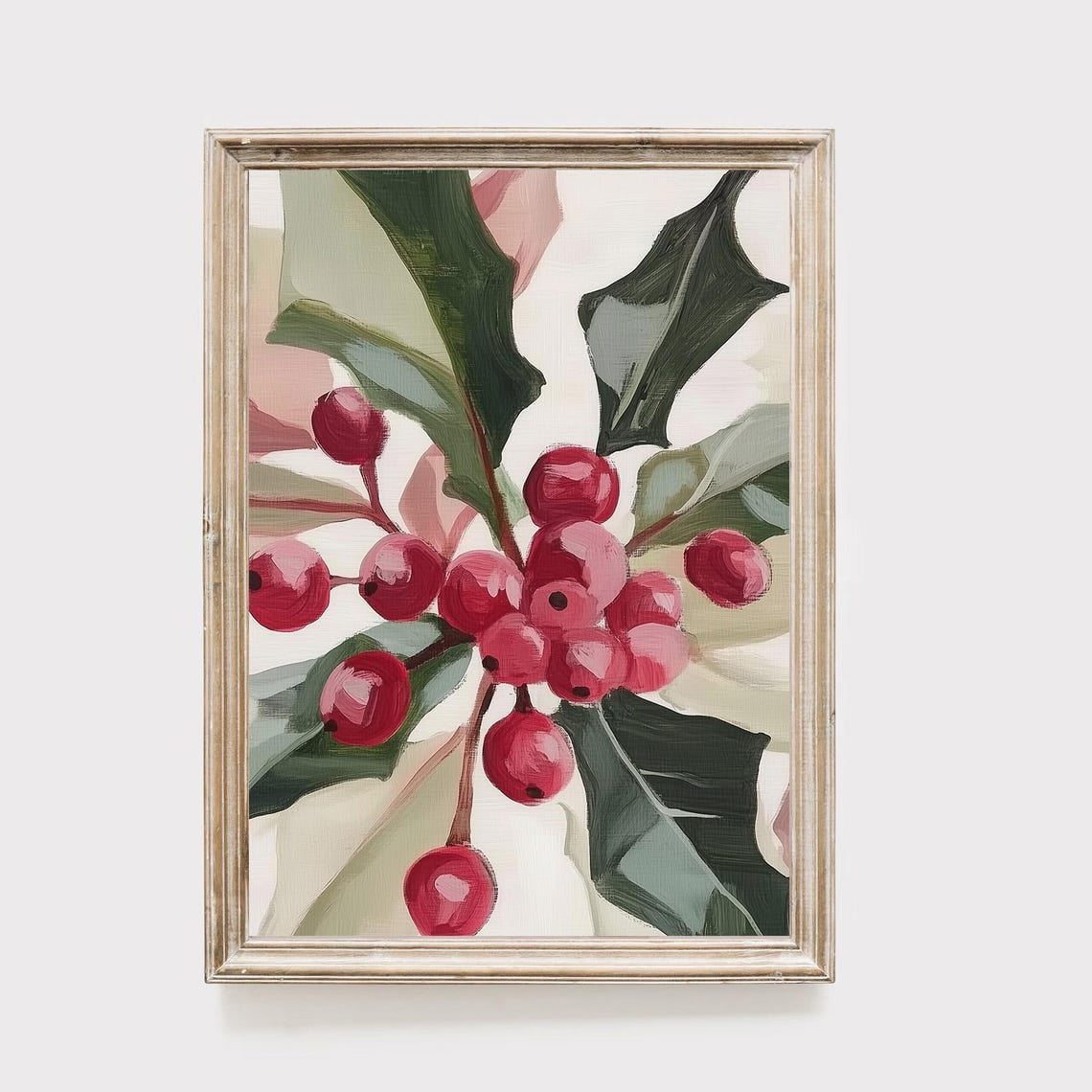 Winter Holiday Holly Berry Wall Art, Modern Winter Botanical Poster ...