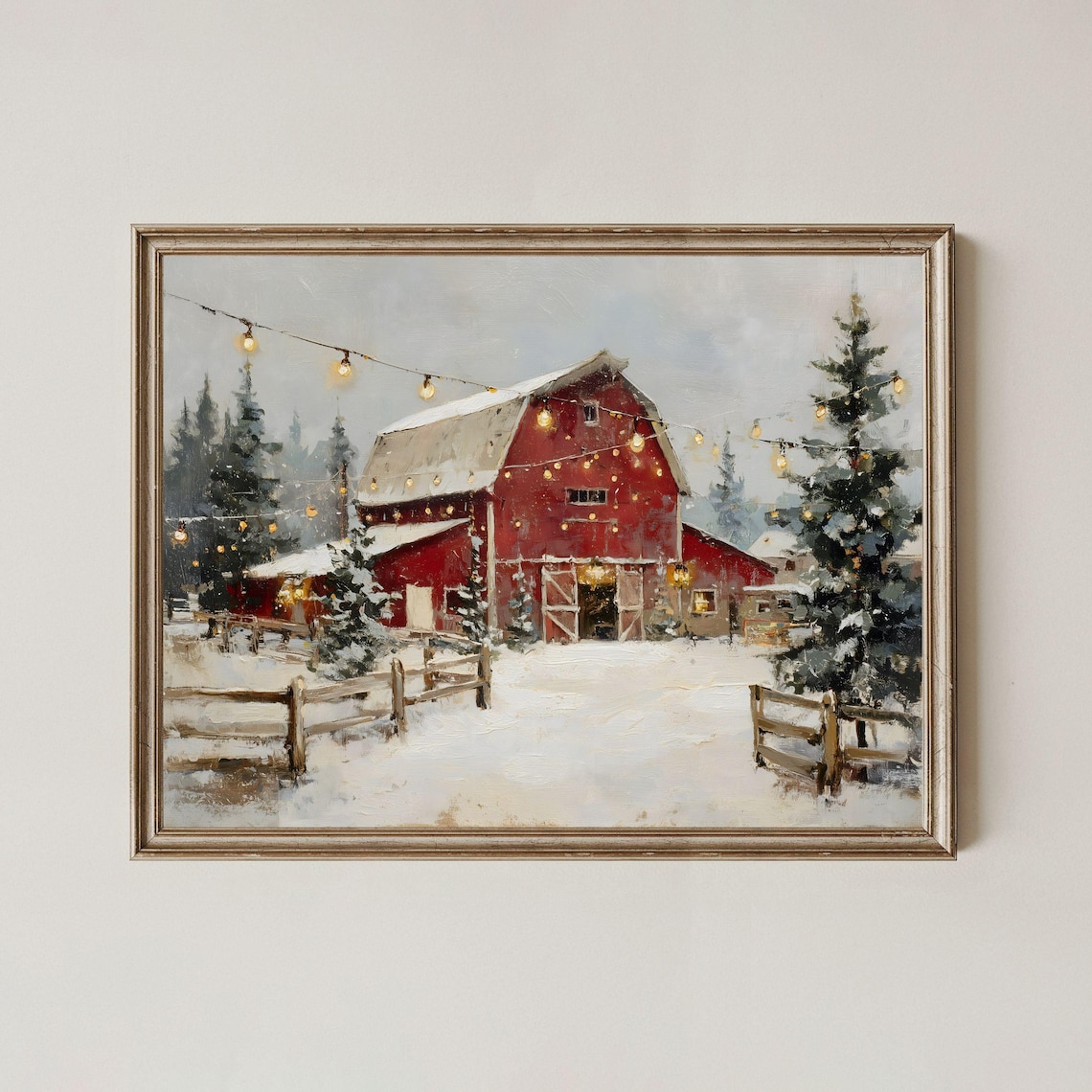 Winter Holiday Red Barn Poster, Farmhouse Winter Holiday Rustic Barn ...