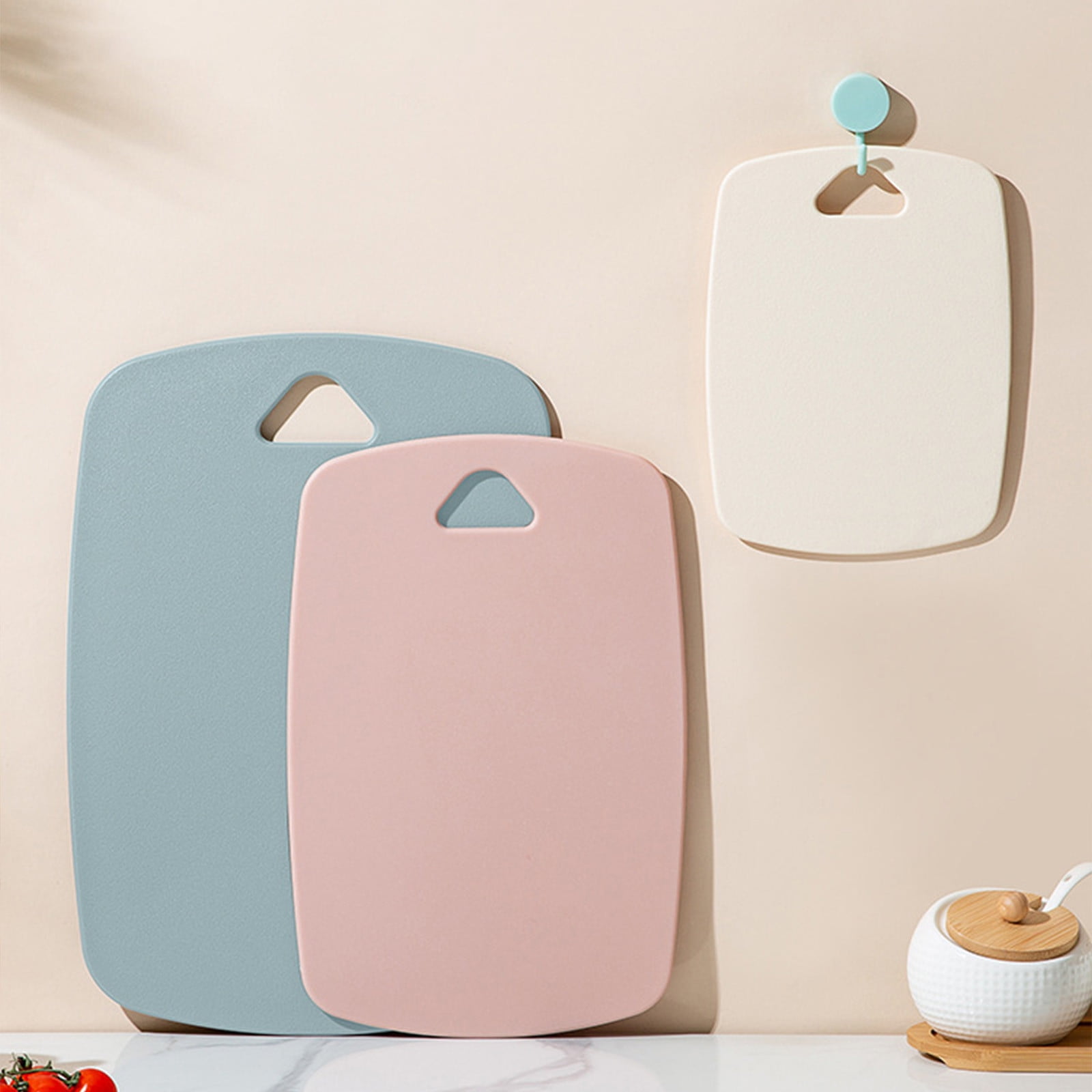 WJSXC Reversible Kitchen Cutting Board Set of 3 Non-slip Rubber Border ...