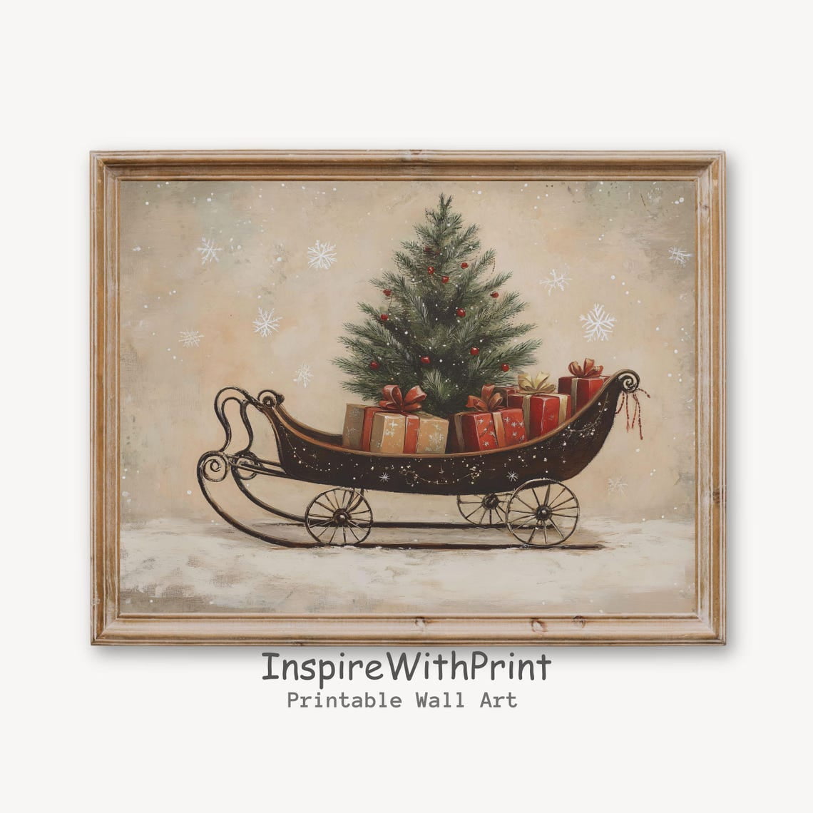 Winter Holiday Sleigh Poster Winter Holiday Farmhouse Wall Art, Winter ...