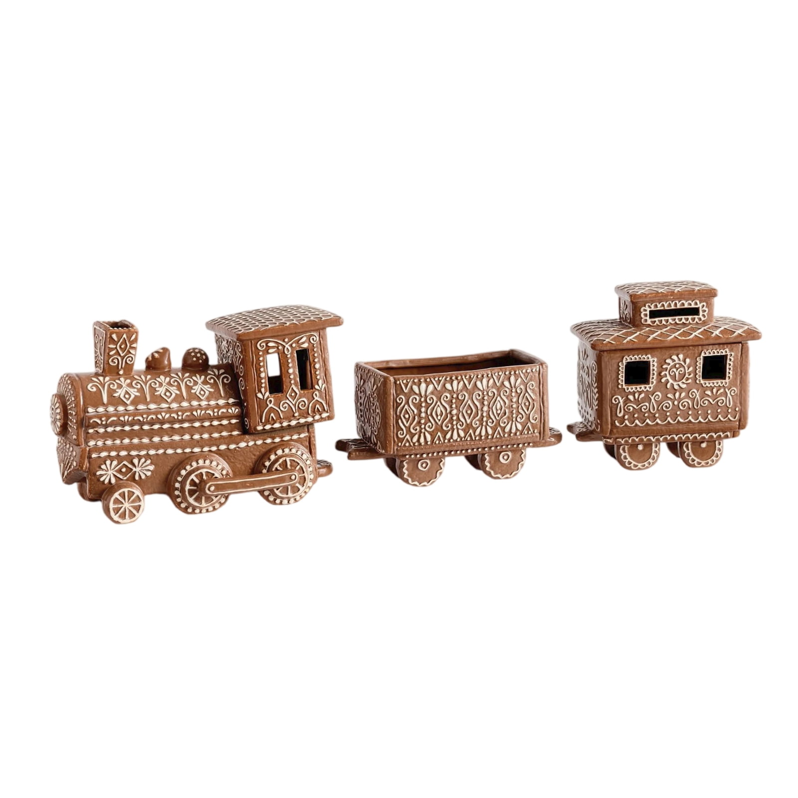 Winter Holiday Table Decoration Ceramic Train Set 3-Piece Locomotive ...