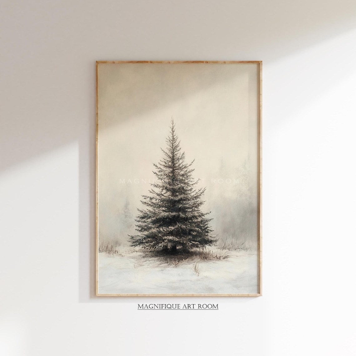 Winter Holiday Tree Poster Wall Art Rustic Farmhouse Winter Holiday ...