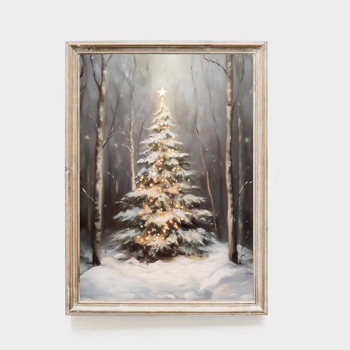 Winter Holiday Tree Poster, Winter Forest Wall Art, Snowy Pine Tree ...