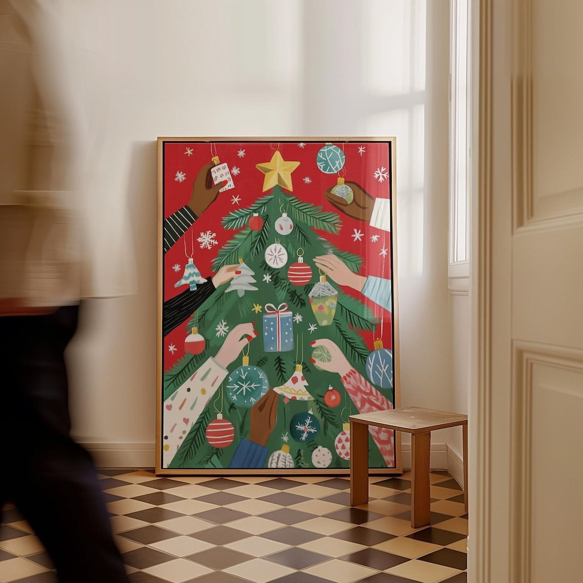 Winter Holiday Tree Posters, Winter Holiday Posters Bundle, Pink Winter ...