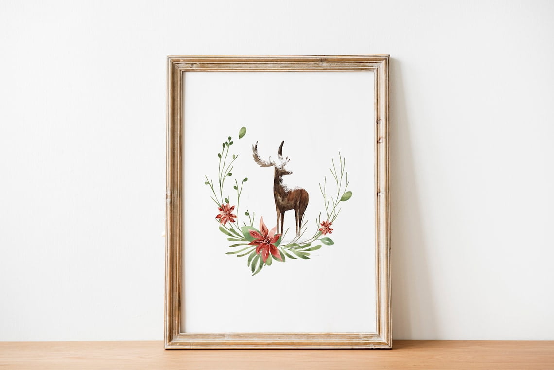Winter Holiday Wall Art Winter Holiday Wreath Poster Winter Holiday ...