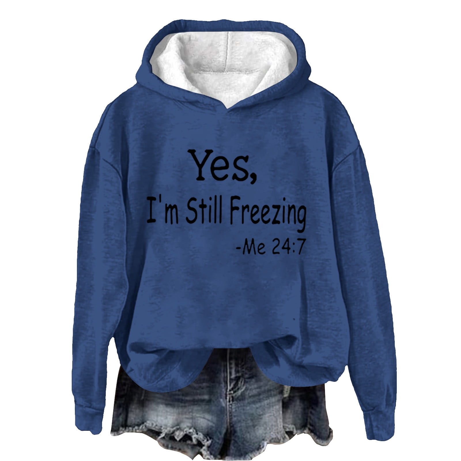 Winter Hoodies for Women Trendy Funny Letter Printed Fleece Casual ...