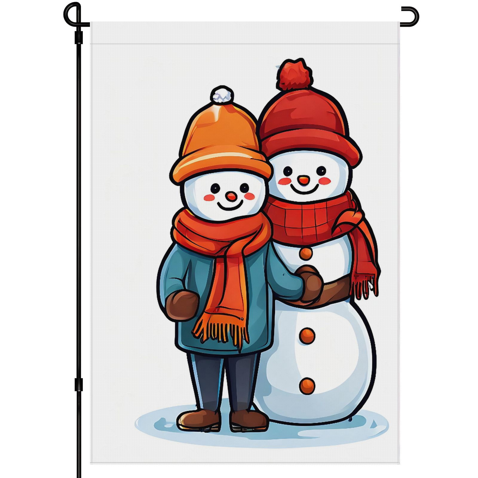 Winter House Flag - Double Colored Cute Winter Holiday Cartoon Camper ...