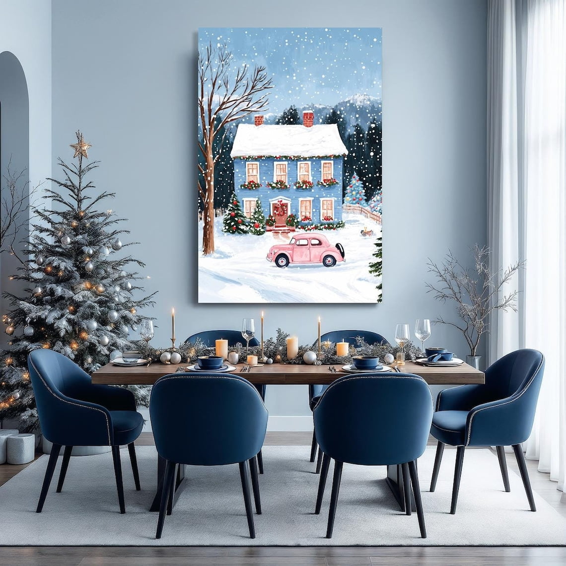 Winter House Wall Art Snowy Festive Cottage Poster Home Decor Winter ...