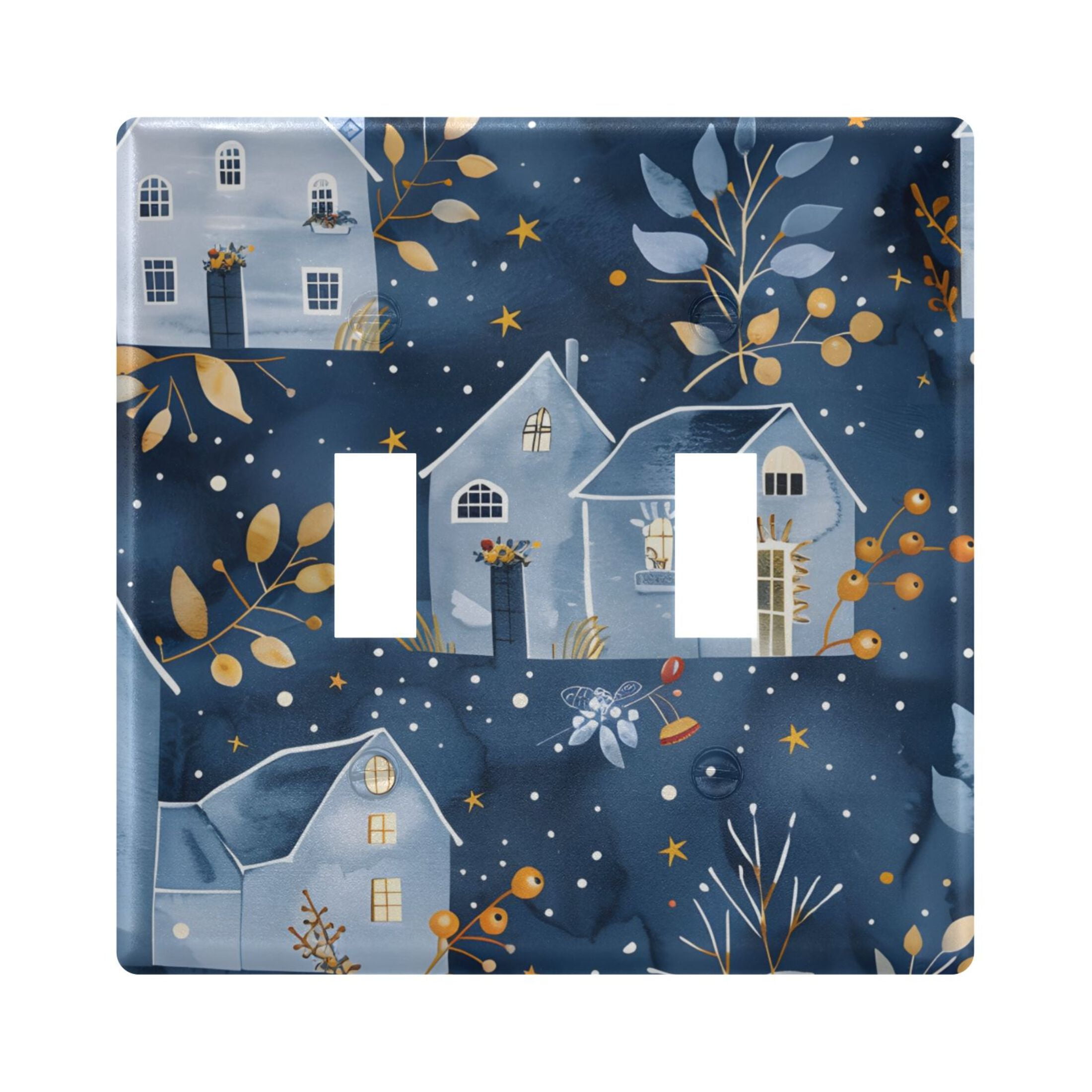 Winter Houses and Barberry Branches Light Switch Plate Covers 2 Gang ...