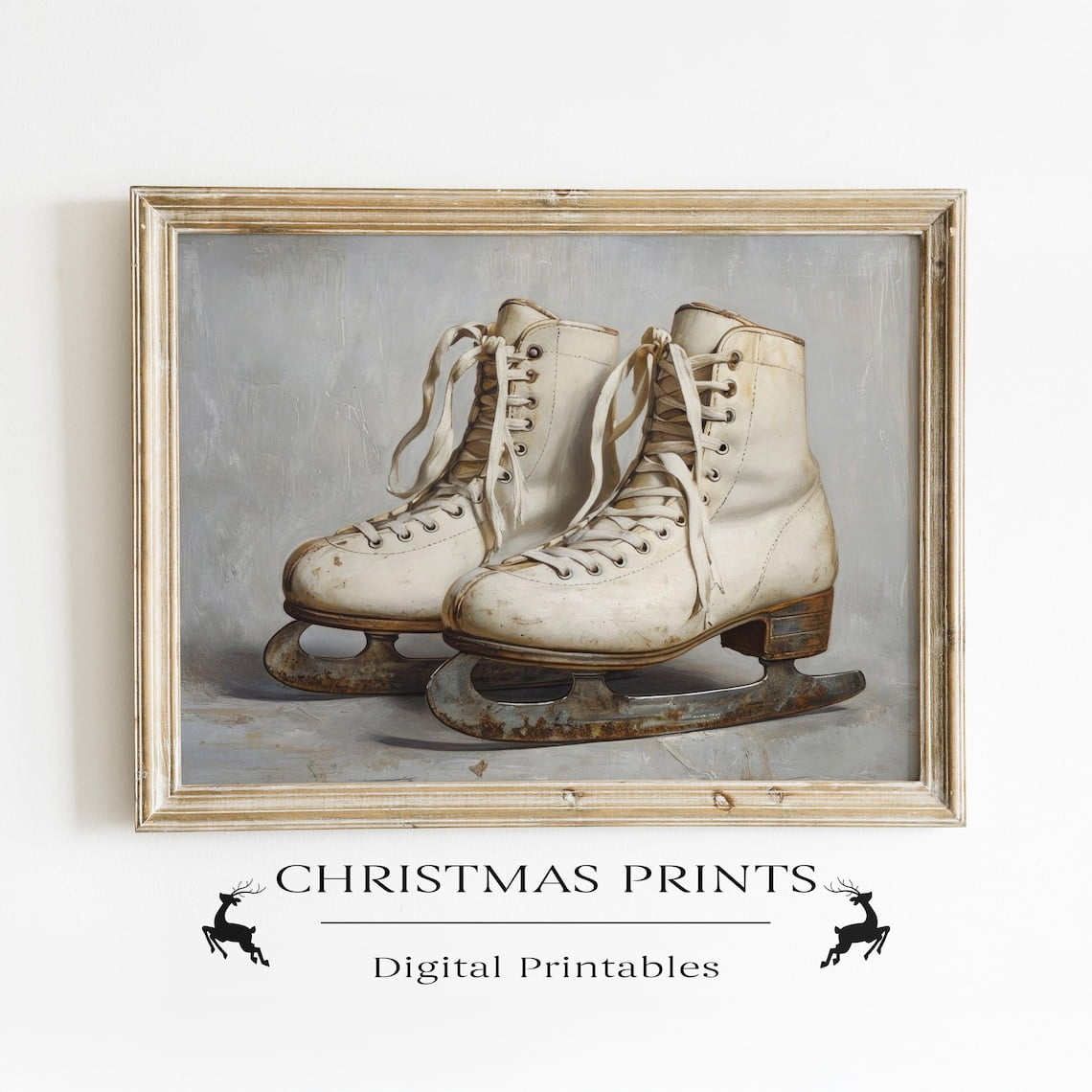 Winter Ice Skates Poster Wall Art, Frosted Skate Rustic Cottagecore ...