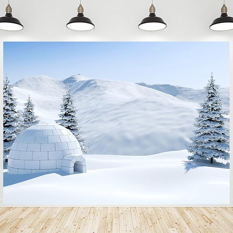 Winter Igloo Backdrop Nature Scenery Snowy Pine Trees Landscape ...