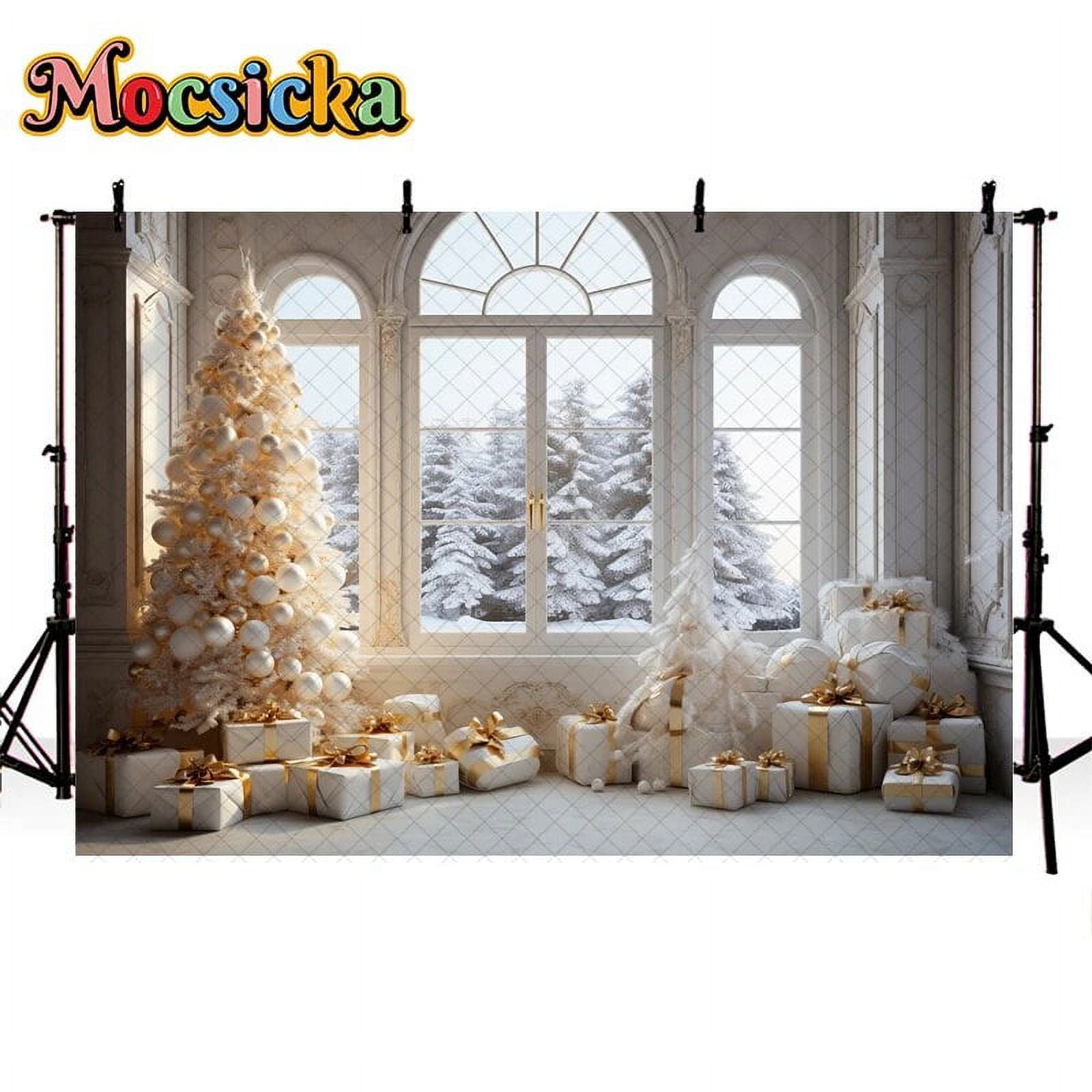 Winter Indoor Christmas Tree Window Photography Backdrop Gift Forest ...