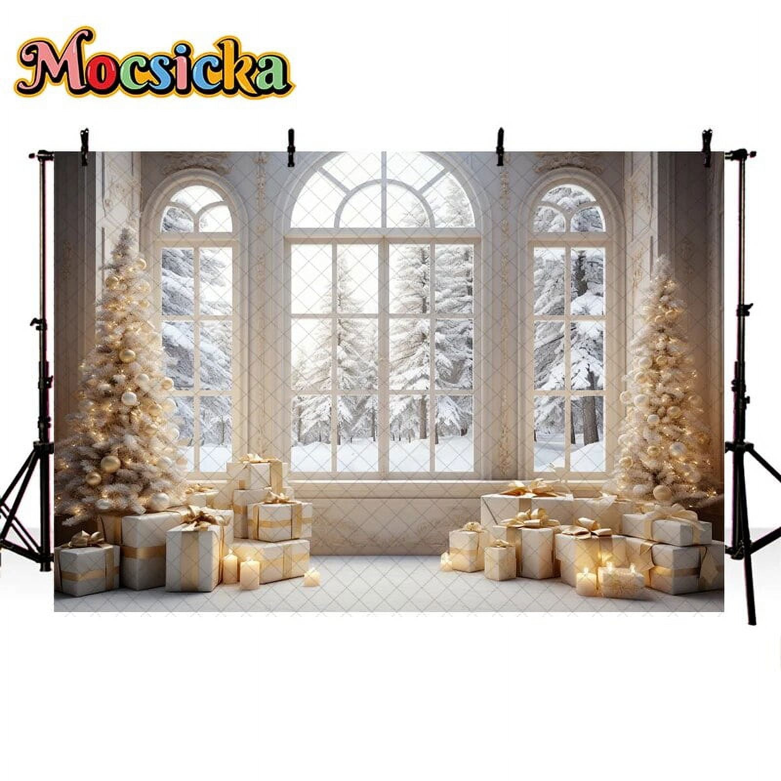 Winter Indoor Christmas Tree Window Photography Backdrop Gift Forest ...