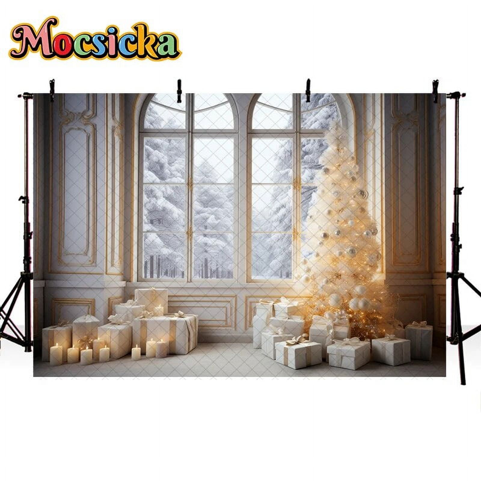 Winter Indoor Christmas Tree Window Photography Backdrop Gift Forest ...
