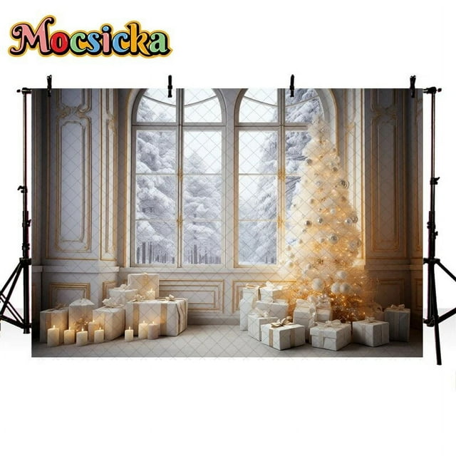 Winter Indoor Christmas Tree Window Photography Backdrop Gift Forest ...