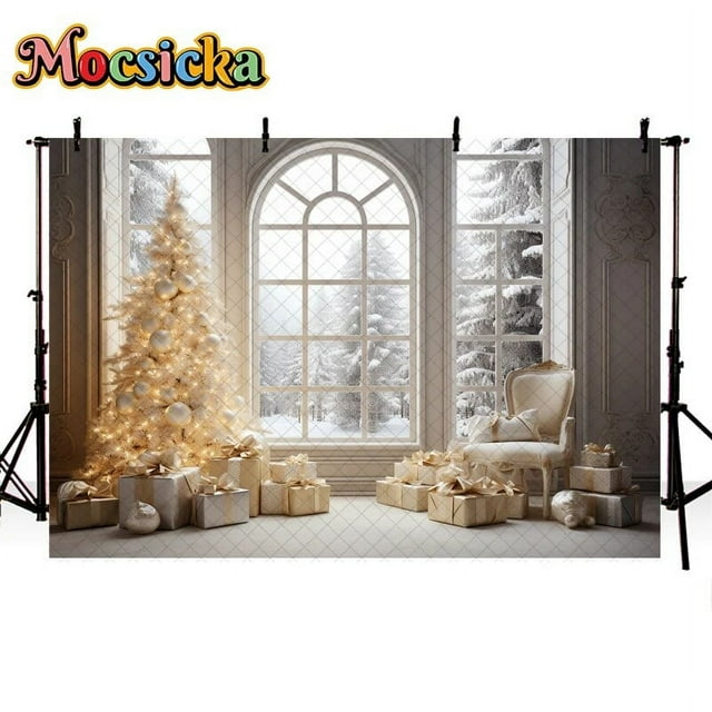 Winter Indoor Christmas Tree Window Photography Backdrop Gift Forest ...