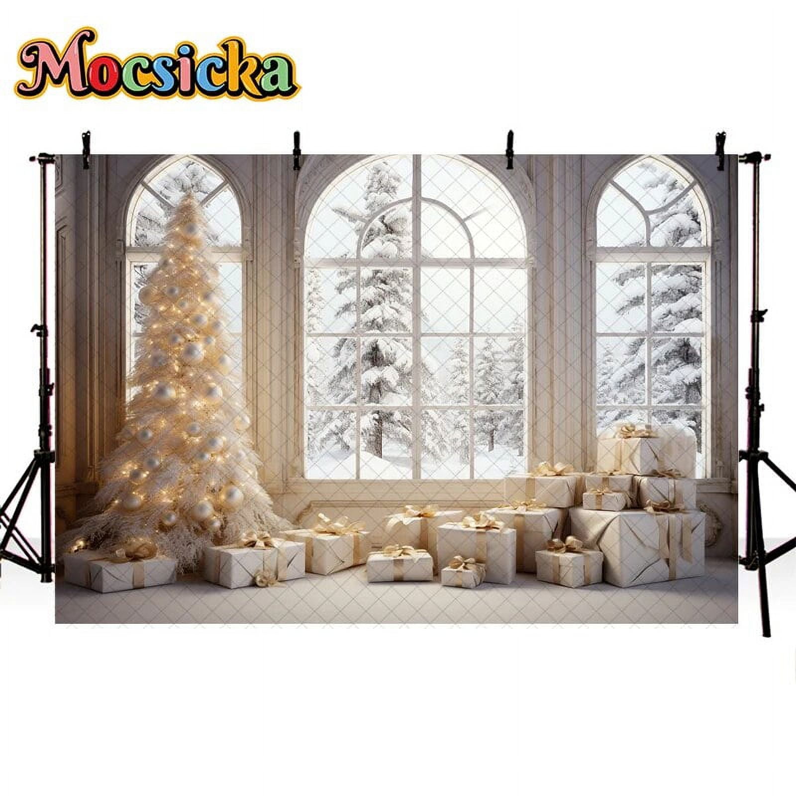 Winter Indoor Christmas Tree Window Photography Backdrop Gift Forest ...