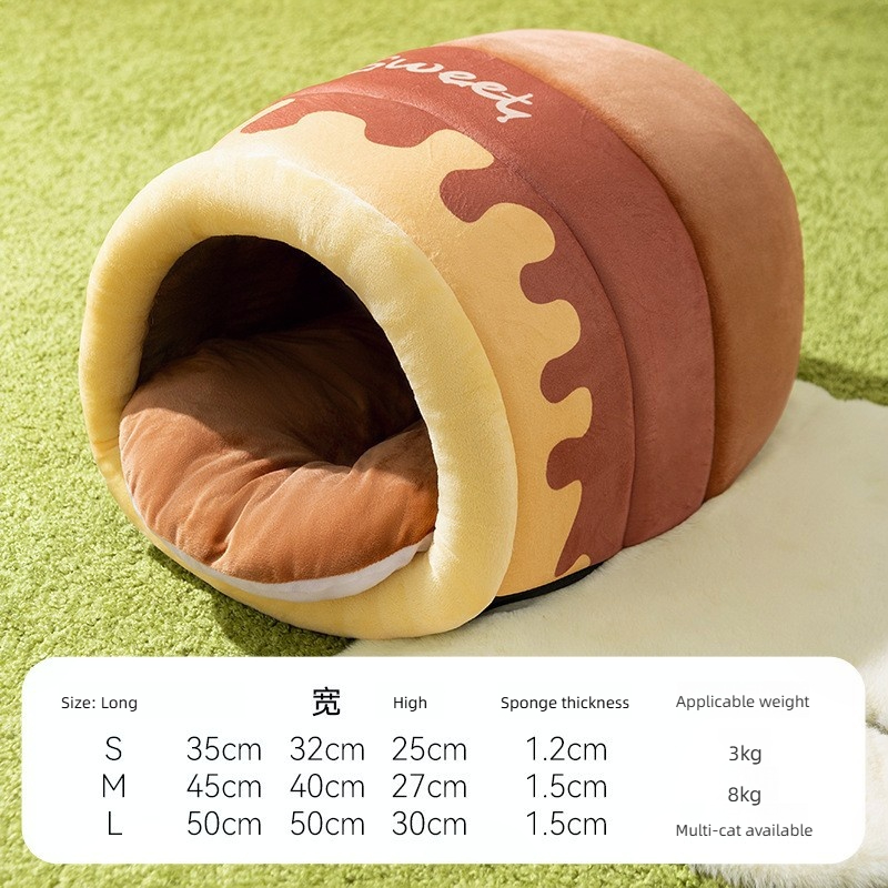 Winter Indoor Warm Plush Cat Bed with Reindeer Appearance Hide and Seek ...