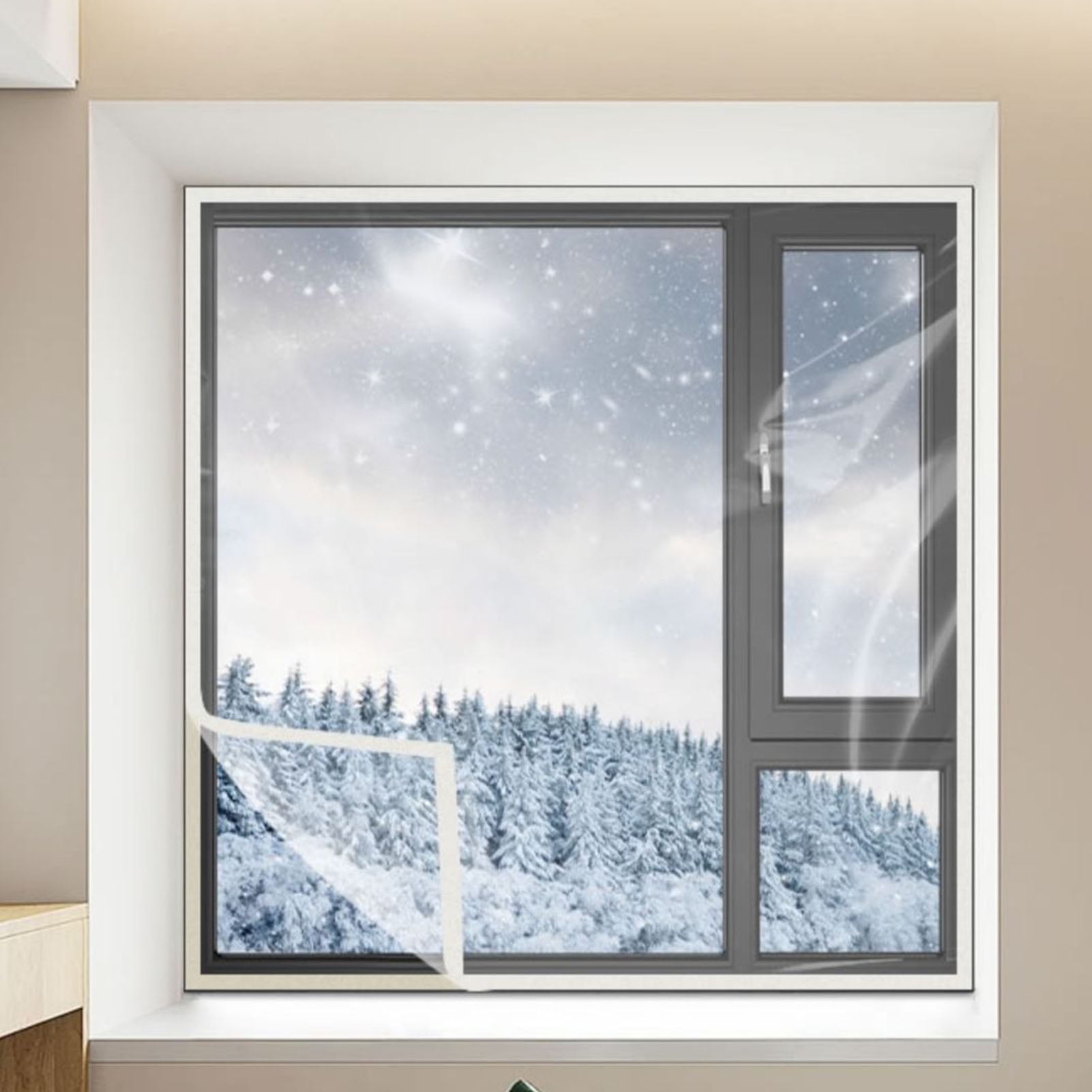 Winter Insulated Curtain Transparent Thermal Curtain Window Screen Self ...
