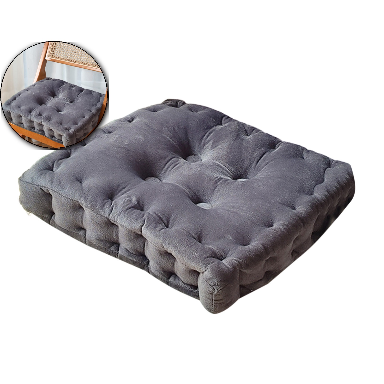 Winter Insulation Cushion, Square Tufted Chenille Cushion, Meditation ...
