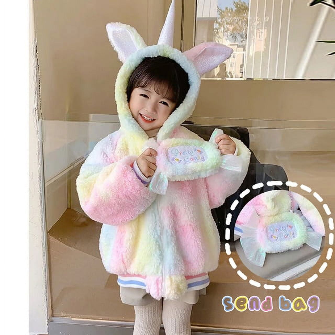 Winter Jacket For Kids Girls Coat Cute Gradient Rainbow Unicorn Jacket ...