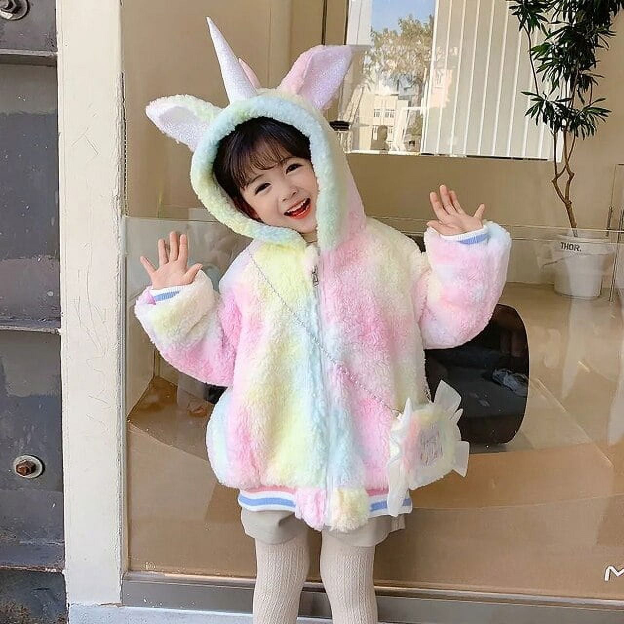 Winter Jacket For Kids Girls Coat Cute Gradient Rainbow Unicorn Jacket ...