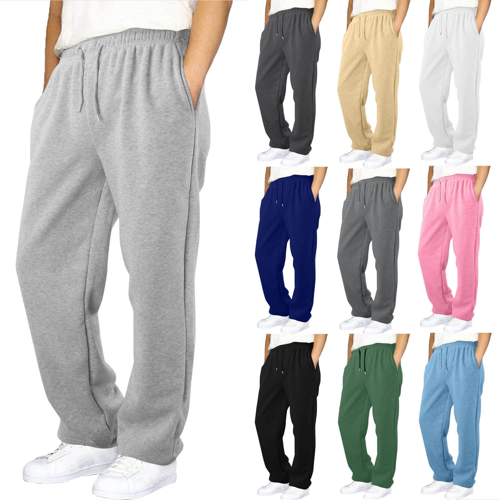 ZyeKqe Sweatpants for Boys Elastic Waist Baggy Fleece Straight Leg ...