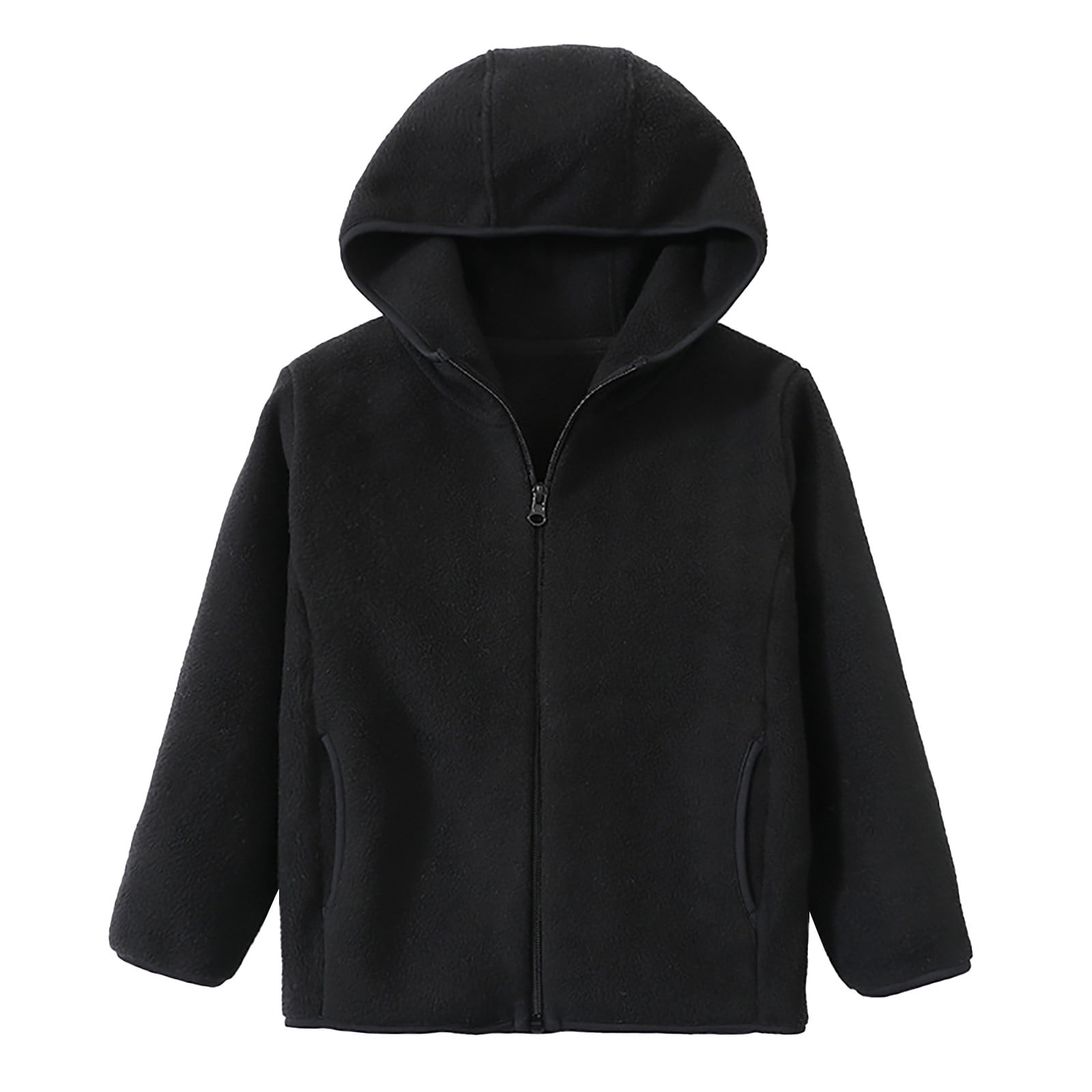 Winter Jacket for Kids Hooded Soild Color Print Zip Up Child Coats with ...