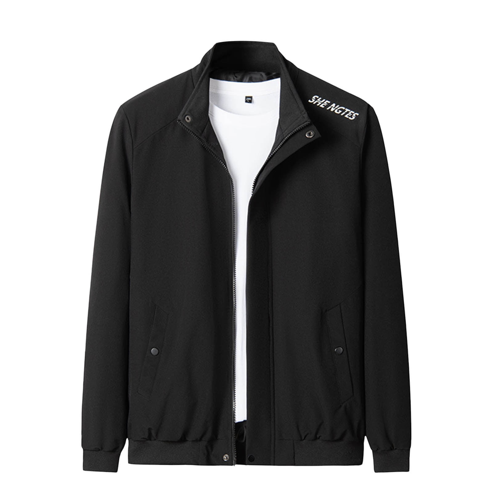 Winter Jacket For Men Male Casual Solid Side Seam Pocket Jacket Stand