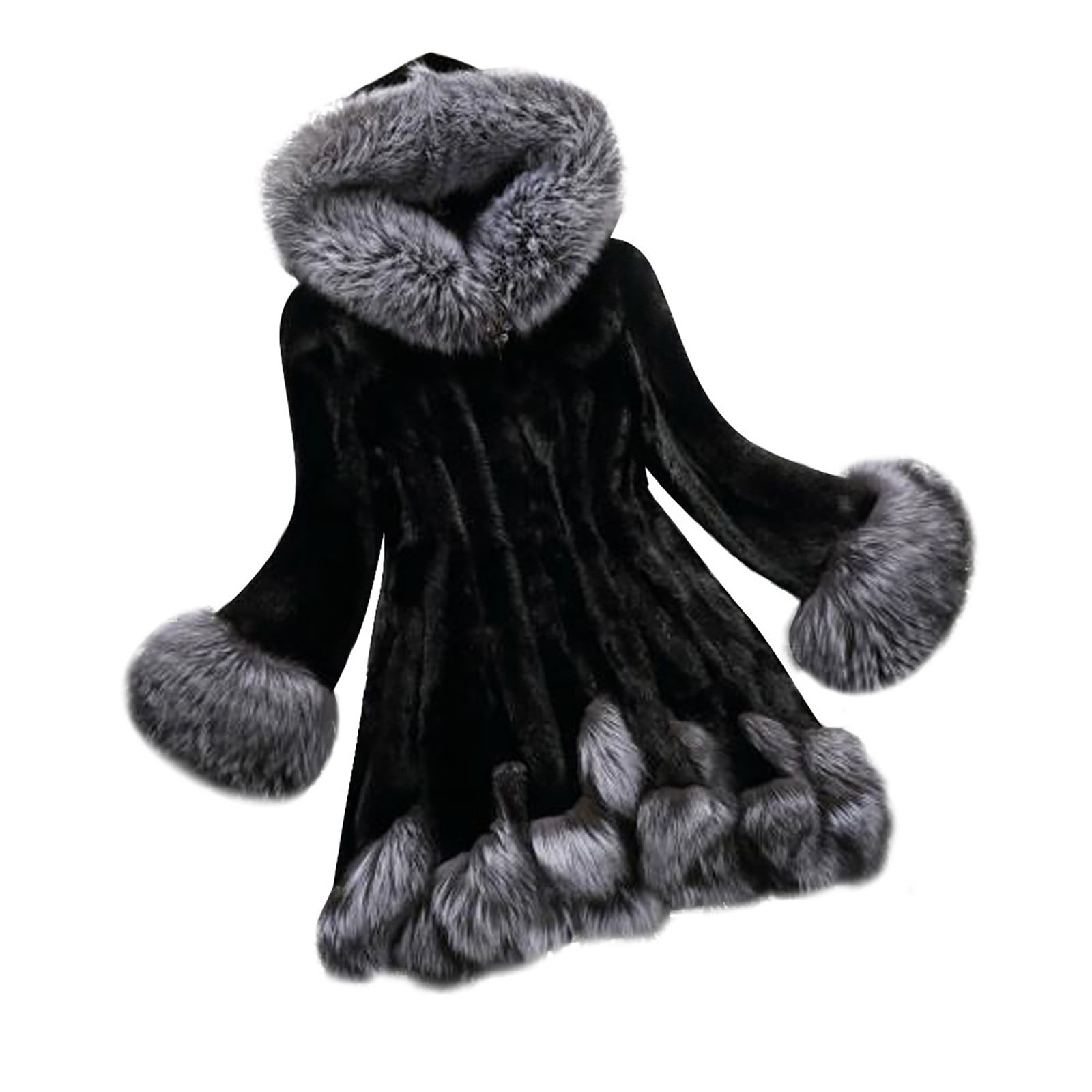 UPPADA Winter Jackets for Women Plush Faux Fur Coat Winter Jacket Long ...