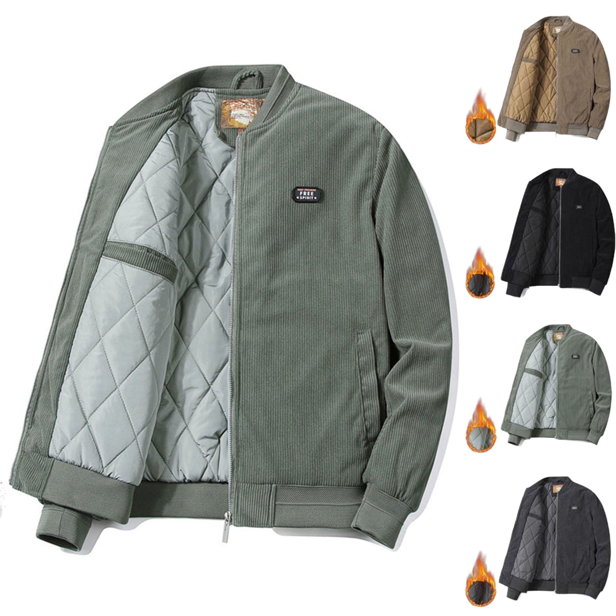 Winter Jackets for Men Fashion Casual Coats Color Block Zipper Pockets ...
